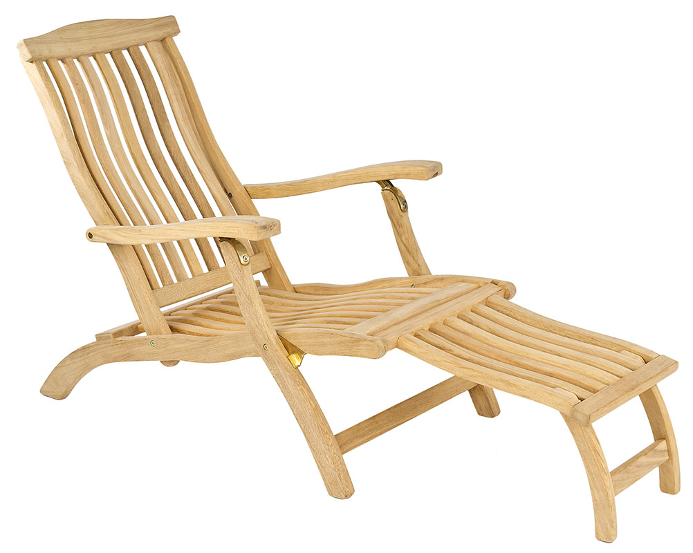 Large chaise longue en bois massif, haut de gamme